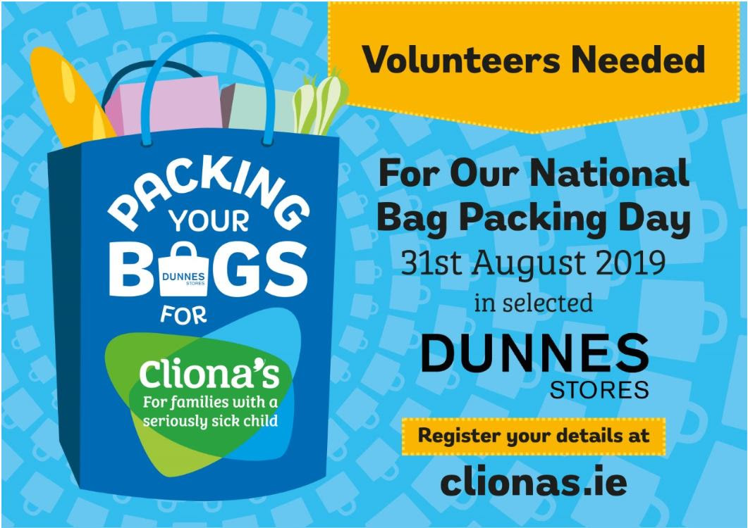 Clionas National Bag Packing Day returns across 80 Dunnes Stores