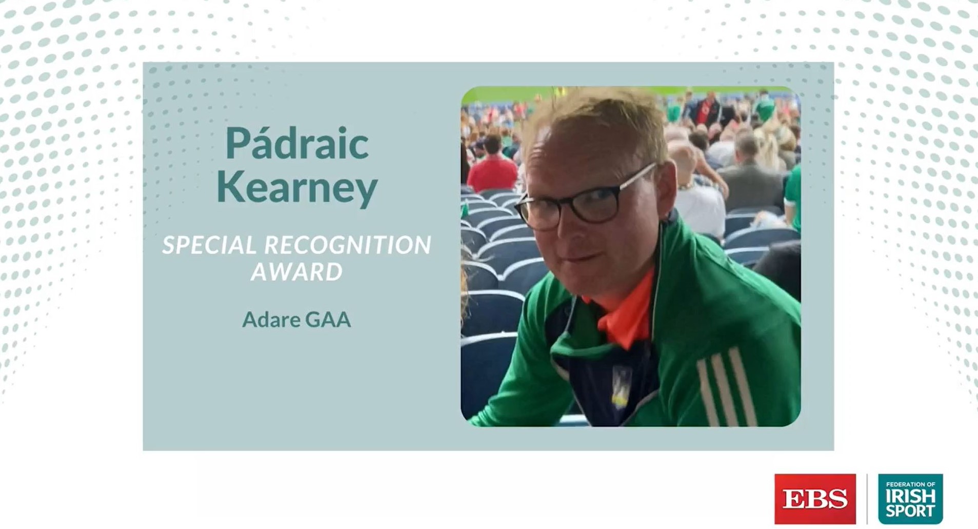 Padric Kearney honoured with award for commitment to Gaelic Games