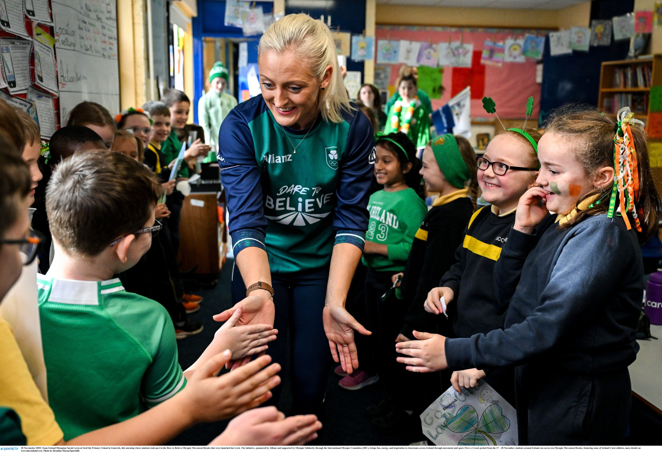 Sarah Lavin Scoil Ide Primary School visit for "Dare to Believe"