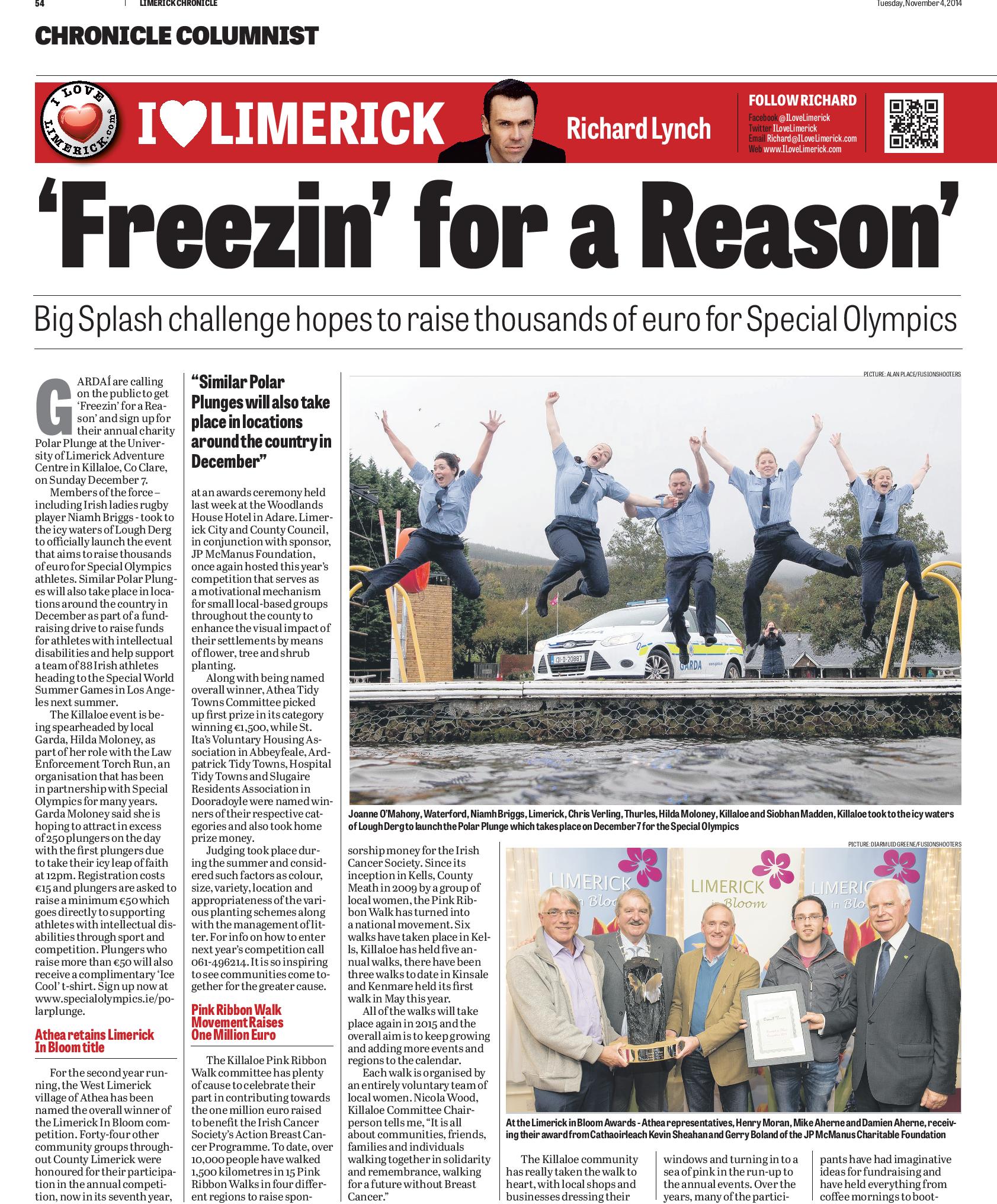 Limerick Chronicle Column 4 November 2014 – I Love Limerick