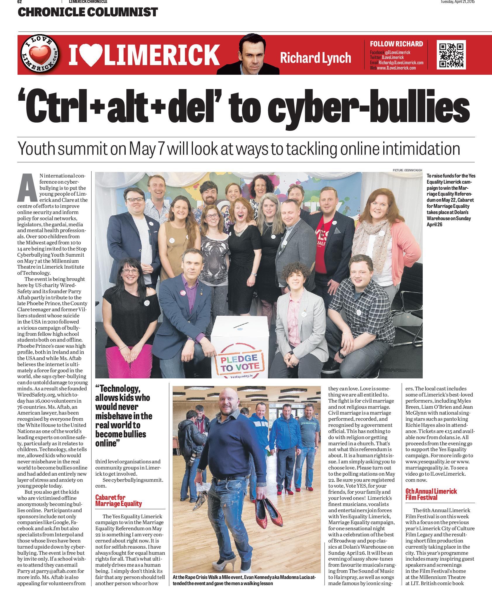 Limerick Chronicle Column 21 April 2015