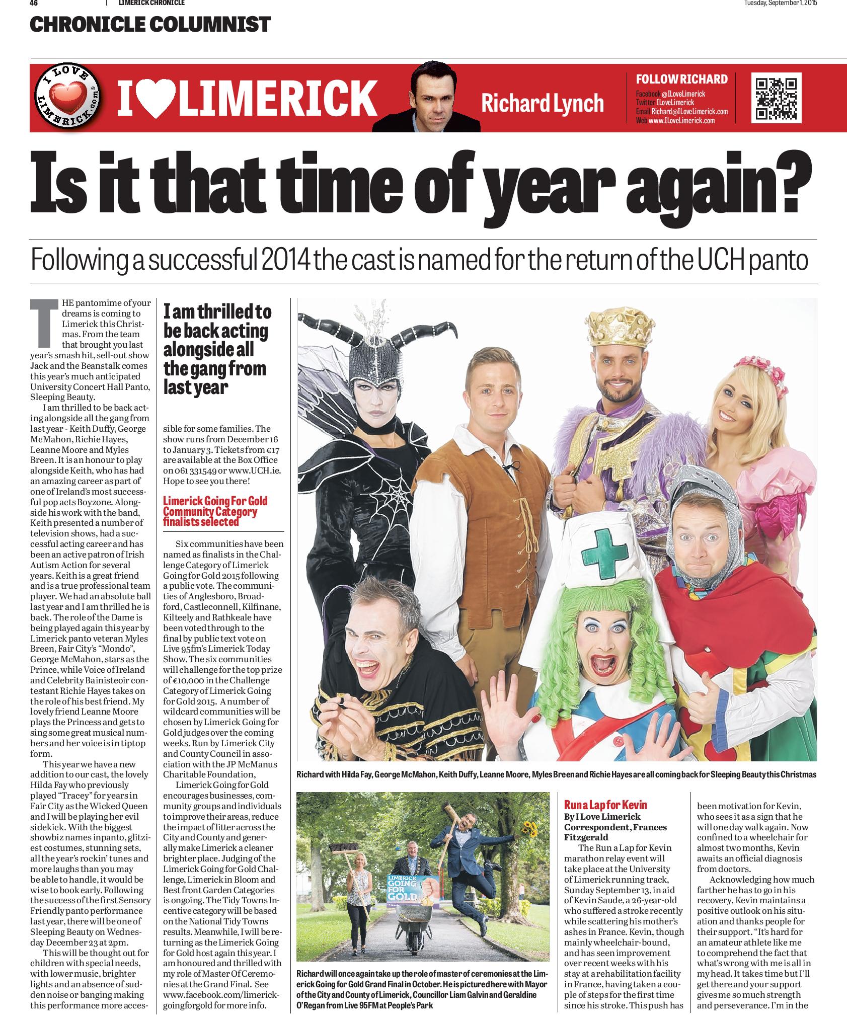 Limerick Chronicle Column 1 September 2015